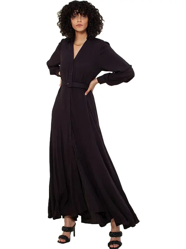 Hale Bob Marlena Solid Maxi Dress - Black