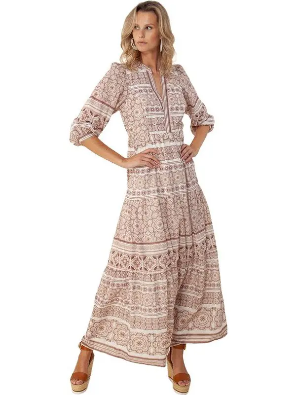 Hale Bob Elspeth Voile Maxi Dress - Brown / Neutral