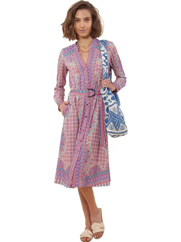 Hale Bob Emory Belted Jersey Midi Dress - Pink