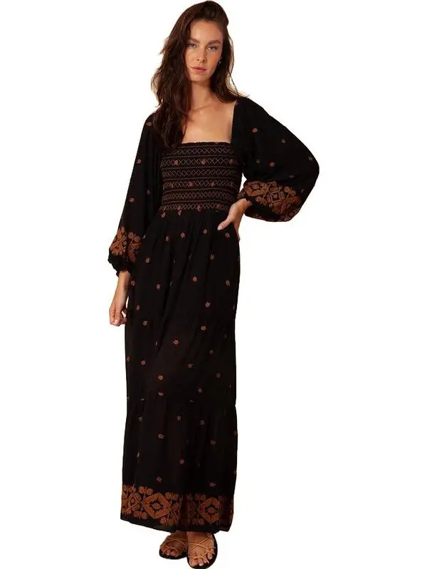 Hale Bob Jayden Embroidered Maxi Dress - Black