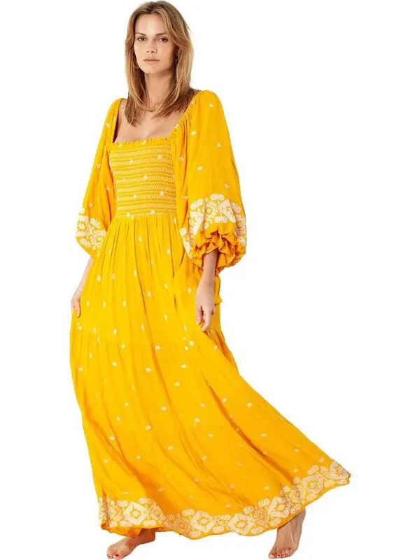 Hale Bob Jayden Embroidered Maxi Dress - Gold