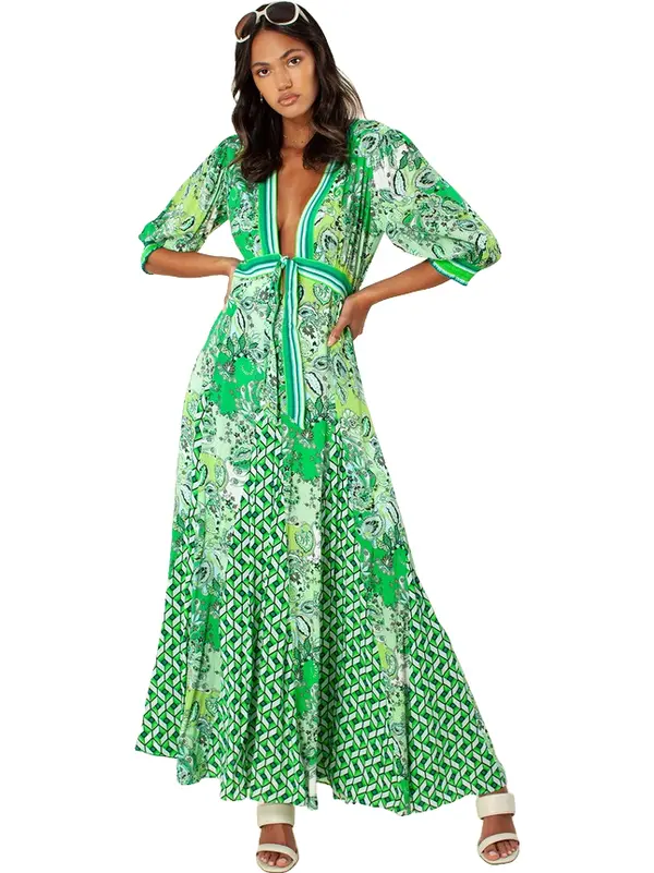 Hale Bob Fiona Printed Maxi Dress - Green