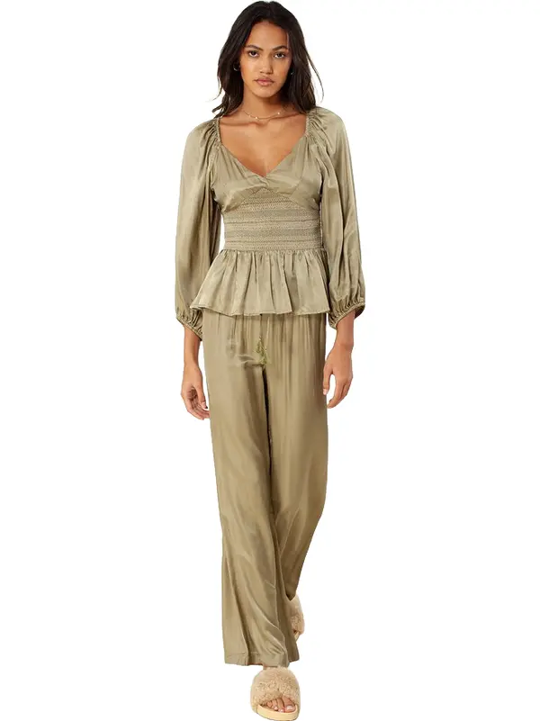 Hale Bob Faena Solid Silk Pant - Green