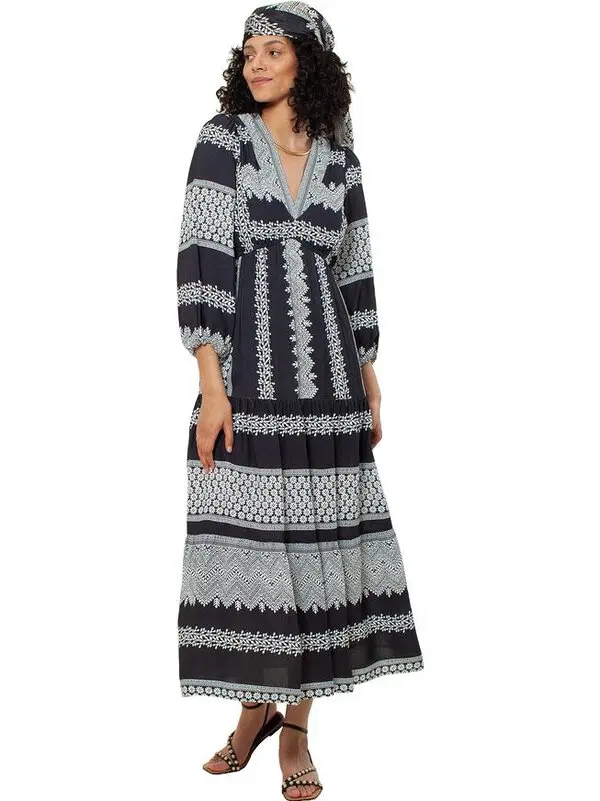 Hale Bob Gina Tiered Maxi Dress - Black
