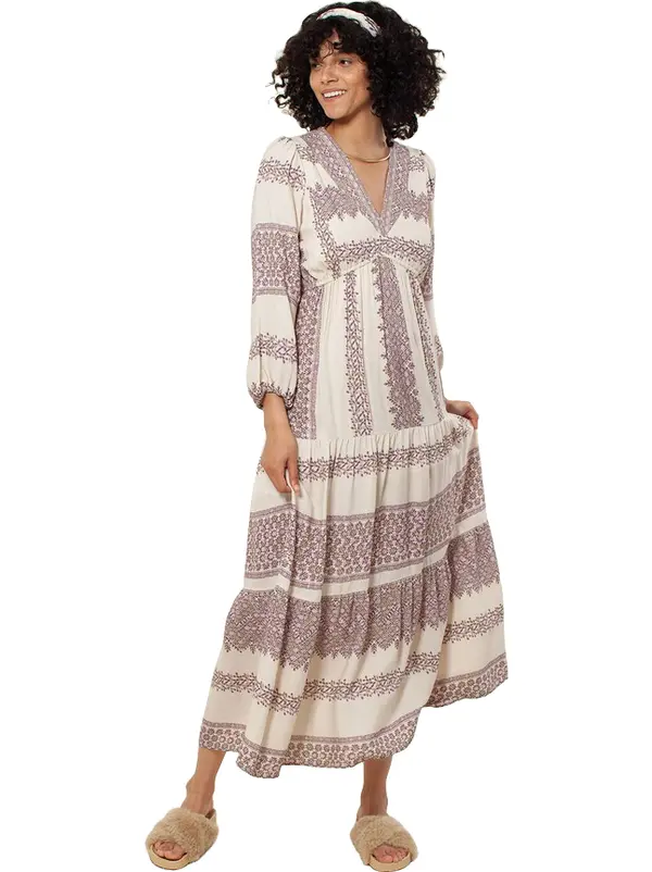 Hale Bob Gina Tiered Maxi Dress - Neutral