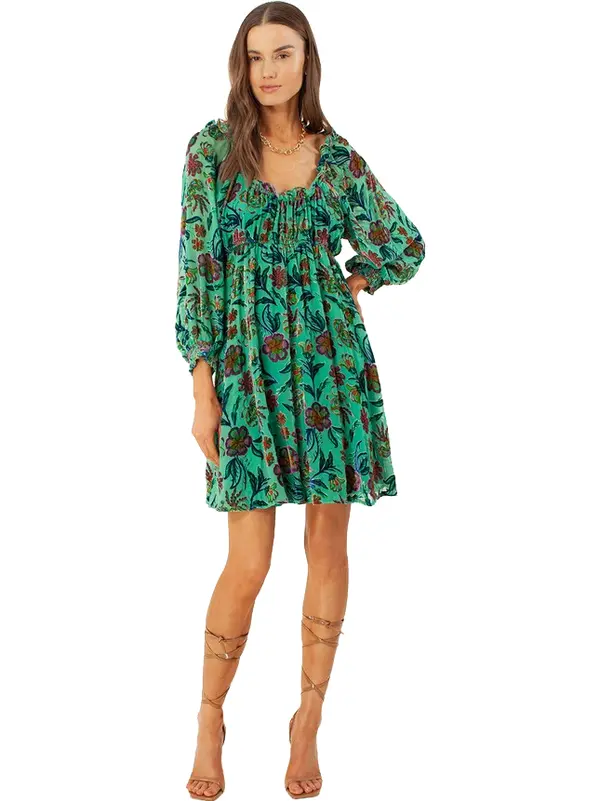 Hale Bob Narva Velvet Burnout Dress - Green