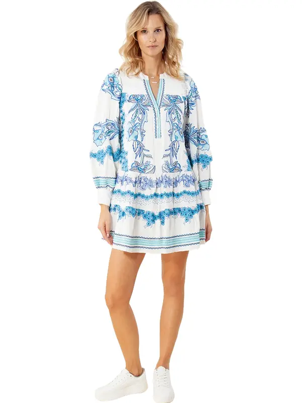 Hale Bob Janina Embroidered Mini Dress - Blue