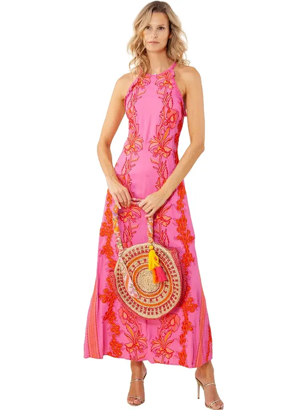 Hale Bob Luciana Embroidered Maxi - Pink