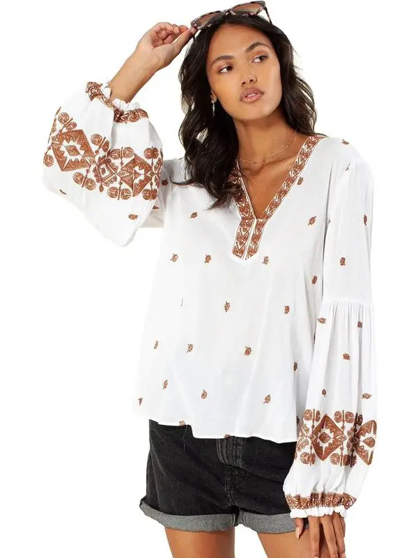 Hale Bob Tavanna Embroidered Top - Neutral