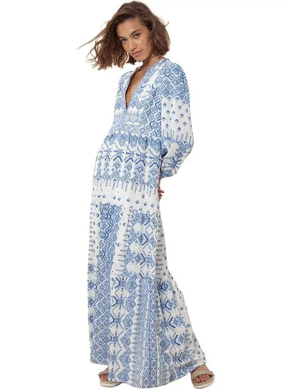 Hale Bob Clary Embroidered Maxi Dress - Blue