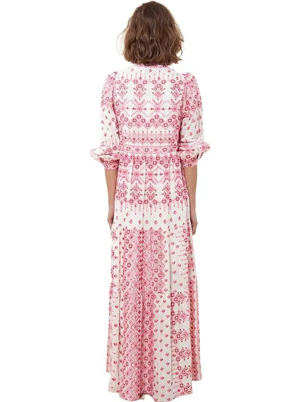 Hale Bob Clary Embroidered Maxi Dress - Pink