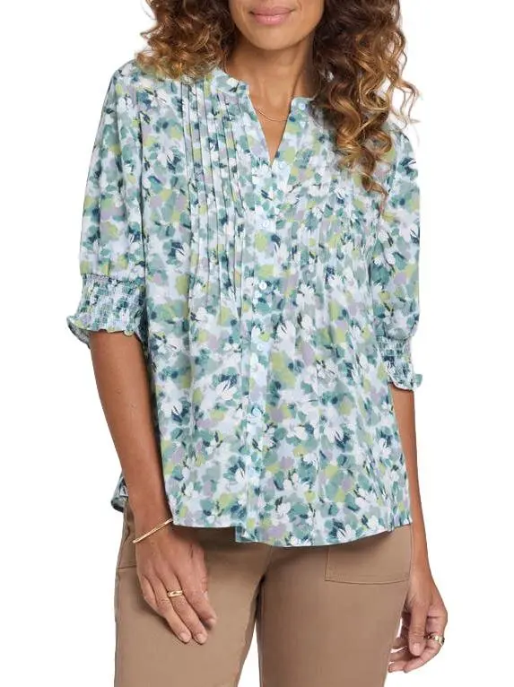 NYDJ Pleated Peasant Blouse - Bloomington