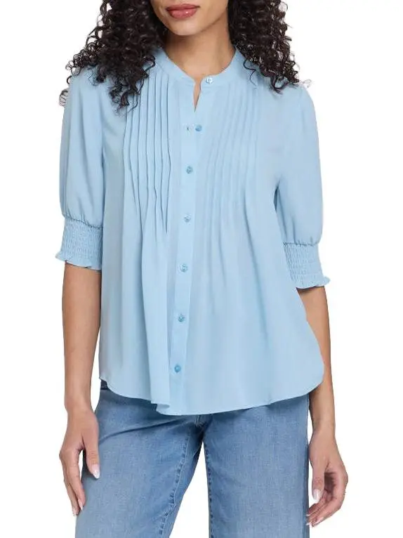 NYDJ Pleated Peasant Blouse - Starlight