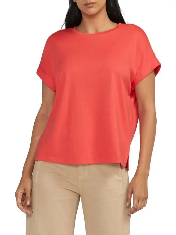 Jag Drapey Cuff Cotton & Modal T-shirt - Salsa
