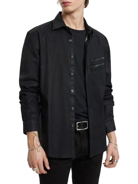 John Varvatos Slim Fit Button-up Shirt Jacket - Navy