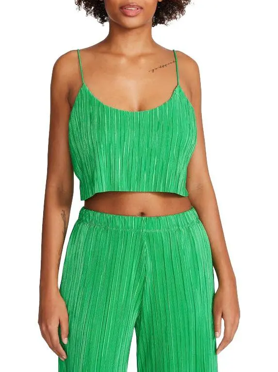 Steve Madden Gianna Plissé Crop Top - Bright Green