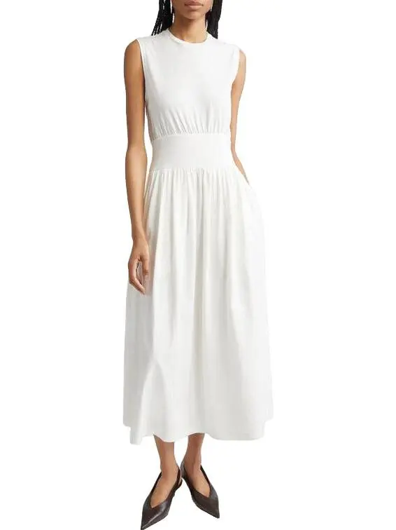 TOTÊME Sleeveless Organic Cotton Midi Dress - Off White