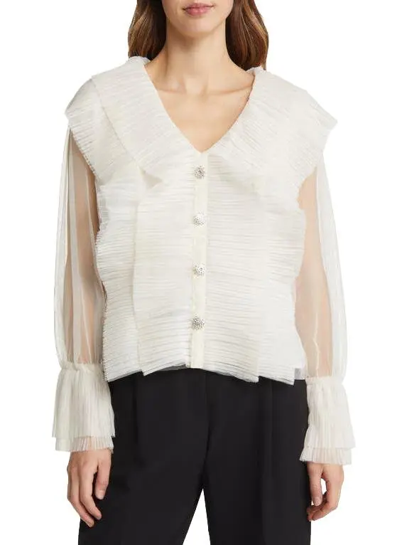 NIKKI LUND Gloria Ruffle Cardigan - Ivory