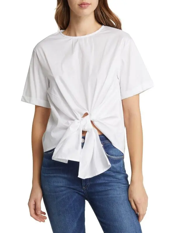 NIKKI LUND Alexis Tie Front Top - White