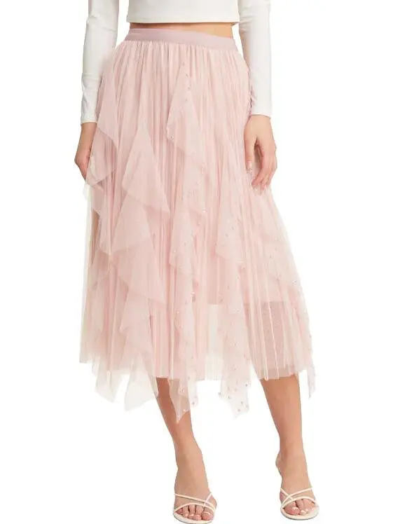 NIKKI LUND Wendy Beaded Tulle Skirt - Pink