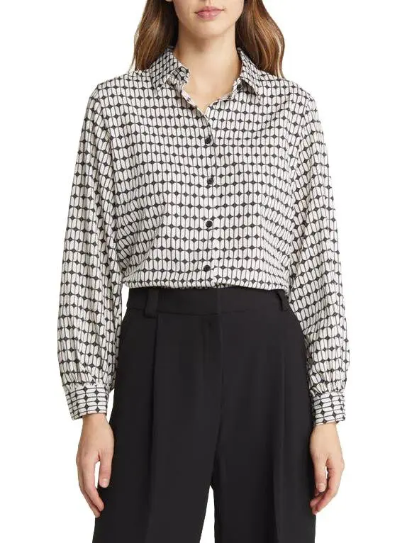 NIKKI LUND Leross Geo Print Button-up Shirt - Black