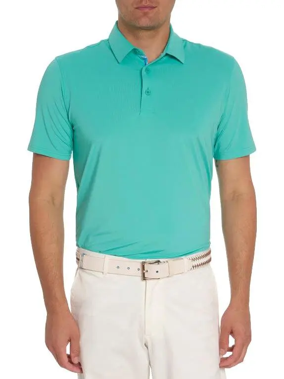 Robert Graham Axelsen Solid Short Sleeve Performance Golf Polo - Jade