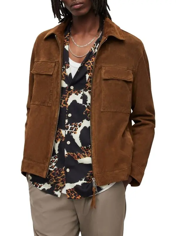 ALLSAINTS Cozza Suede Jacket - Mocha Brown
