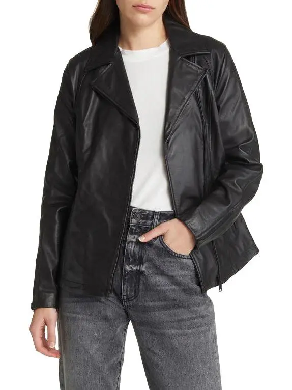SCHOTT Long Leather Moto Jacket - Black