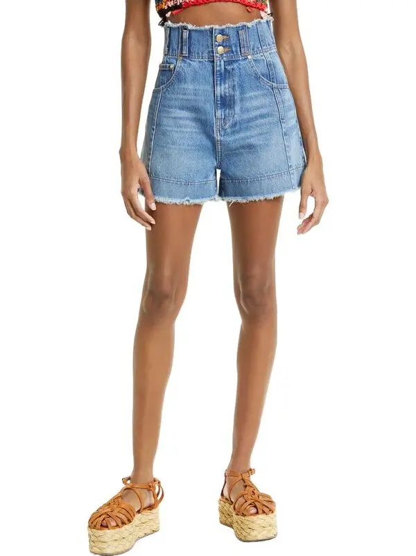 Ulla Johnson Nonstretch Denim Cutoff Shorts - Danube Medium Indigo Wash