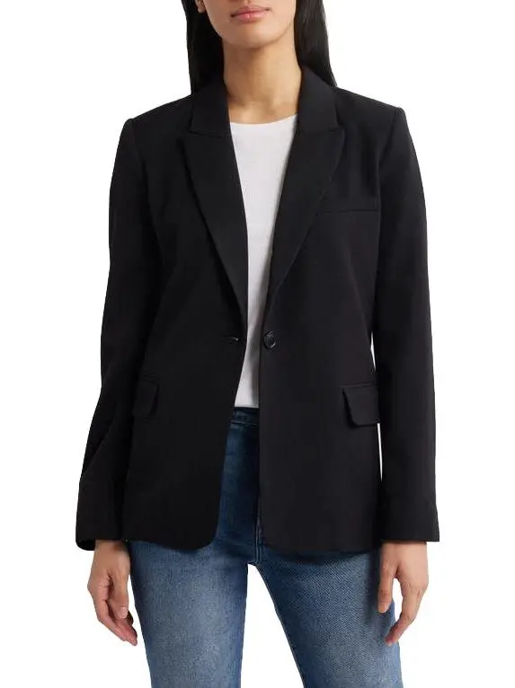 Halogen Single Button Relaxed Blazer - Rich Black