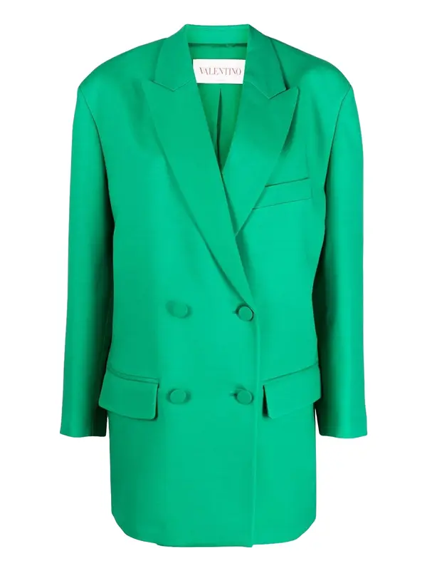 Valentino Garavani Crepe Couture Double-breasted Blazer - Green