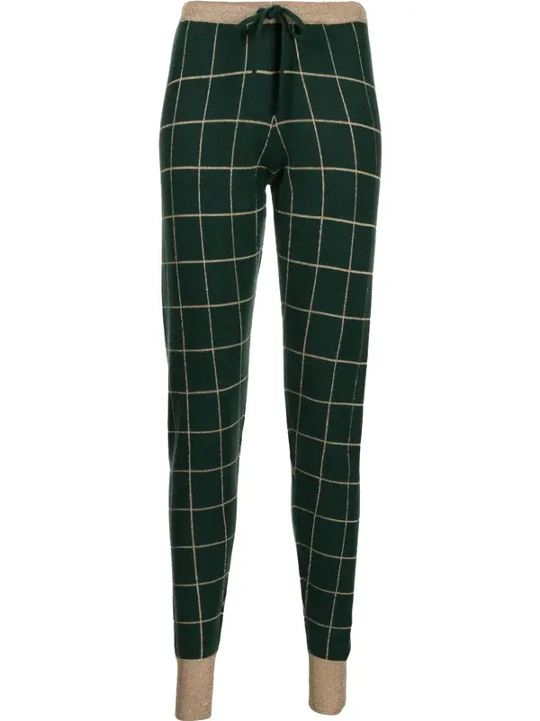 MADELEINE THOMPSON Layla Check-pattern Track Pants - Green