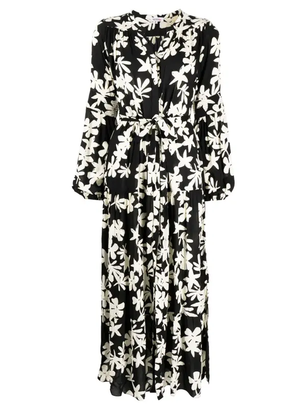 LEMLEM Floral-print Peasant Dress - Black