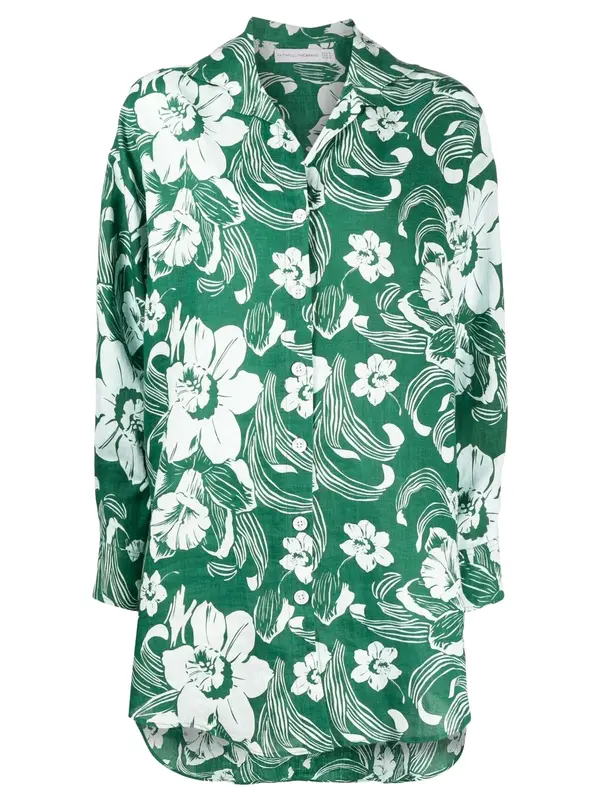Faithfull The Brand Floral-print Shirt Dress - Green