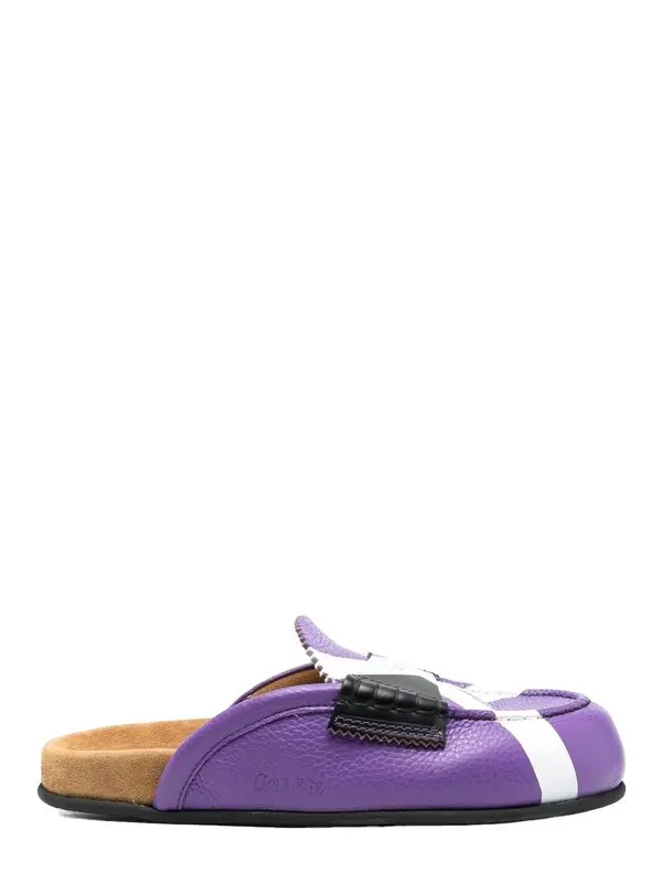 COLLEGE Cross-print Color-block Mules - Purple