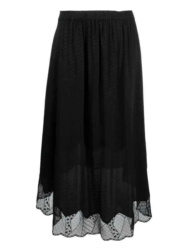 Zadig&Voltaire Lace-trim Silk Skirt - Black