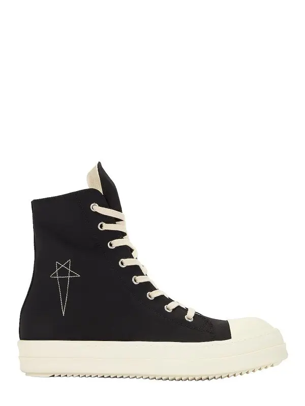 Rick Owens High-top Sneakers With Pentagram Embroidery - Black & Pearl