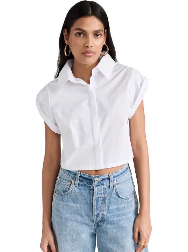 HEVRON Leonora Cropped Shirt - Cloud