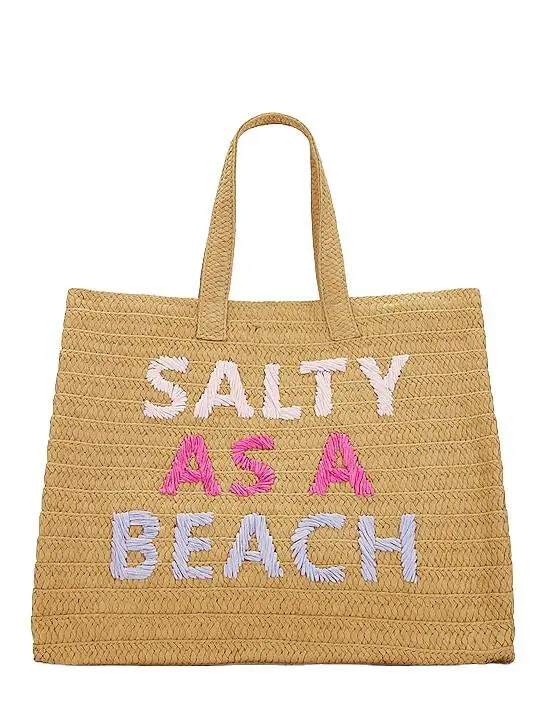 BTB LOS ANGELES Salty As A Beach Tote - Sand & Pink Rainbow