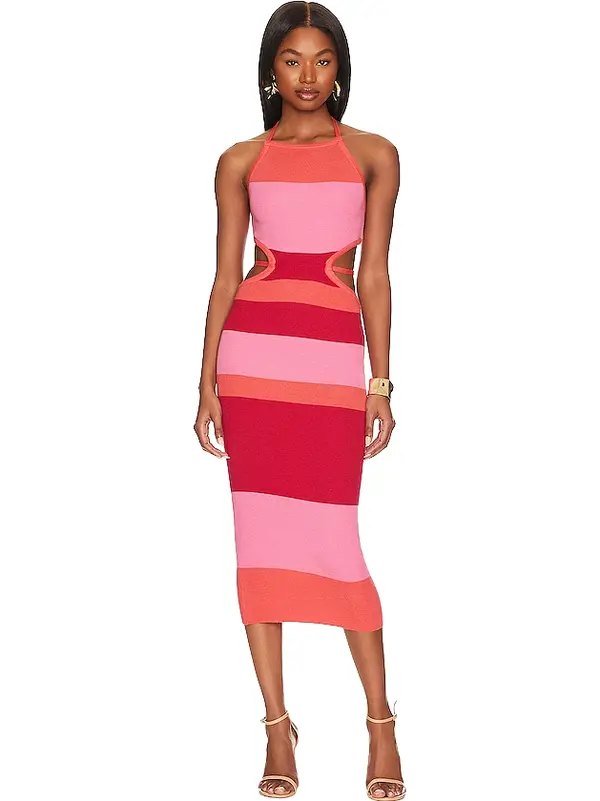 CAMILA COELHO Emlyn Stripe Knit Dress - Pink Multi