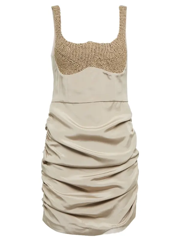 THE MANNEI Almeria Ruched Mini Dress - Beige