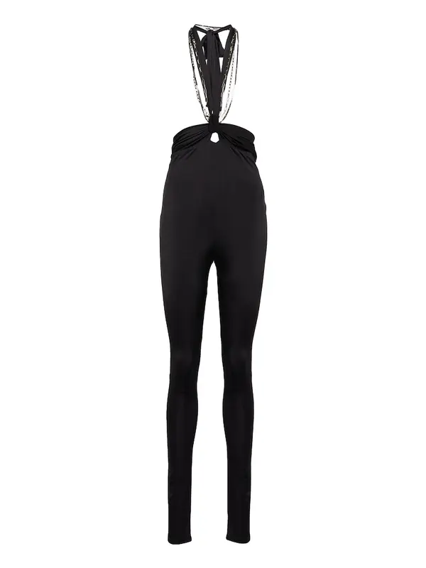 Attico Ruby Halterneck High-rise Slim Pants - Black