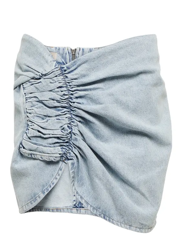 THE MANNEI Wishaw Ruched Denim Miniskirt - Blue