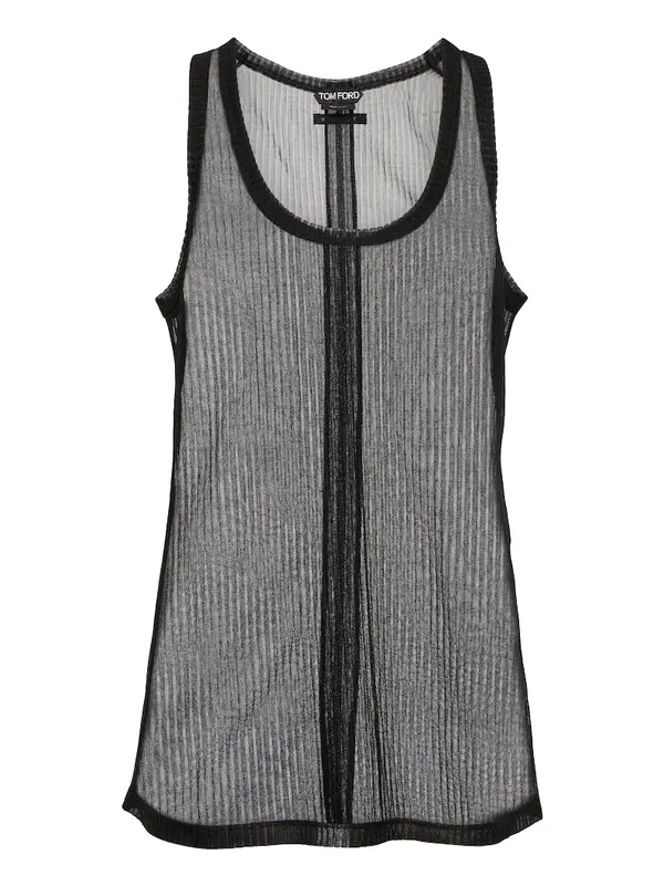 TOM FORD Semi-sheer Ribbed Tank Top - Black