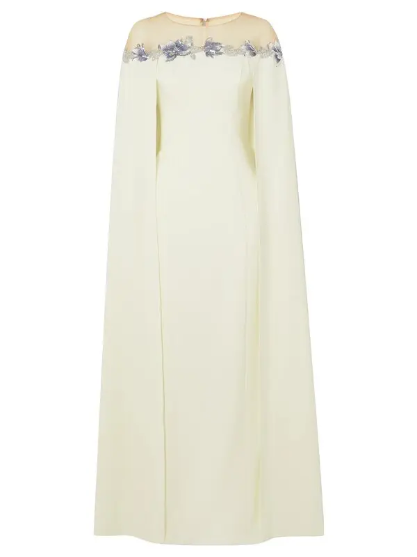 Marchesa Cape-effect Embellished Gown - Ivory
