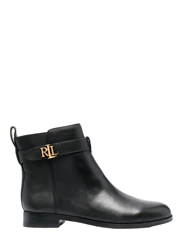 Ralph Lauren Briele Leather Ankle Boots - Black