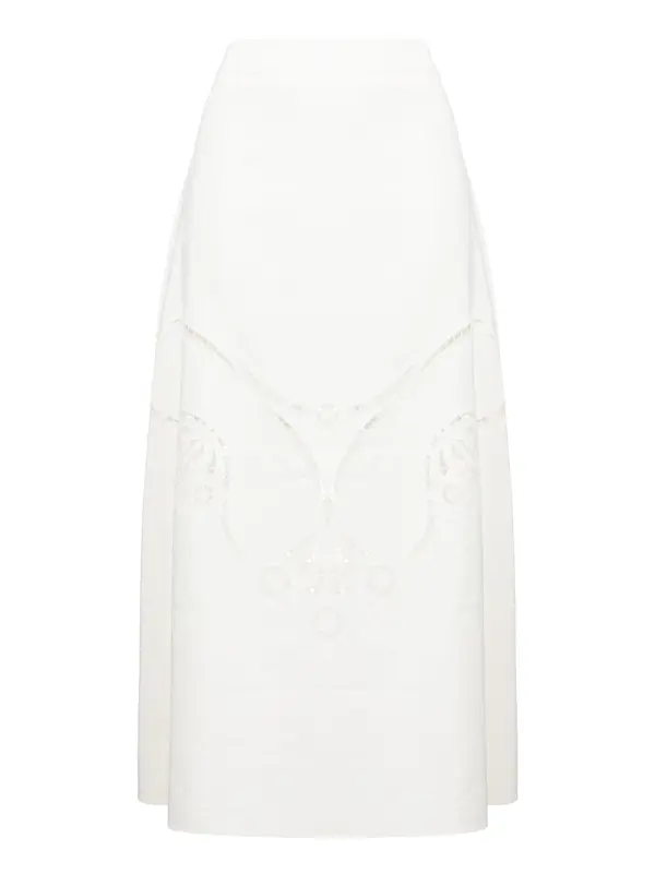 Chloé High-waisted Embroidered Skirt - White