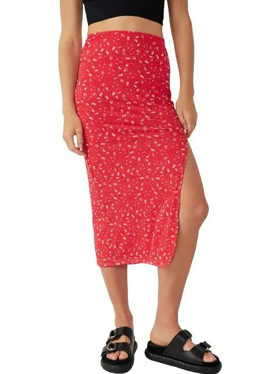 Free People Rosalie Floral Print Mesh Skirt - Cherry Combo