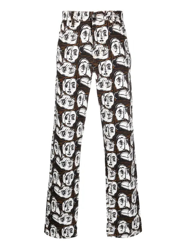 CHARLES JEFFREY Graphic-print Trousers - White