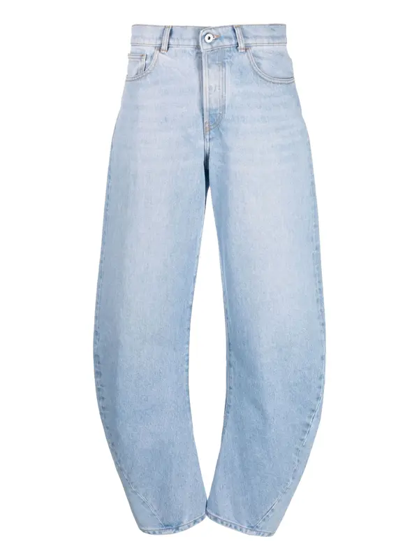 Off-White Bleach Twist Banana Jeans - Blue